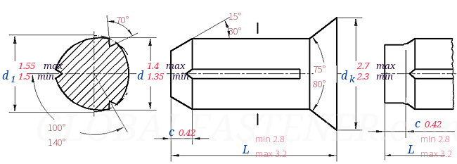 ISO 8747 - 1997Grooved Pins With Countersunk Head-A and B Style