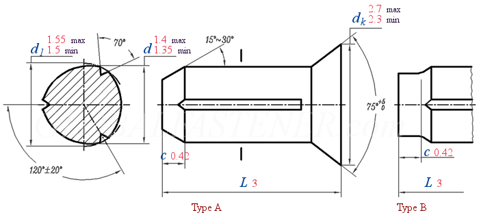 ISO 8747 - 1997Grooved Pins With Countersunk Head-A and B Style