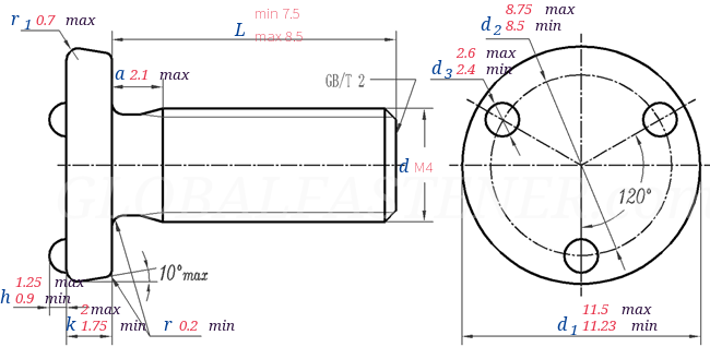 Q 199Overhead Projection Weld Bolts - Type A