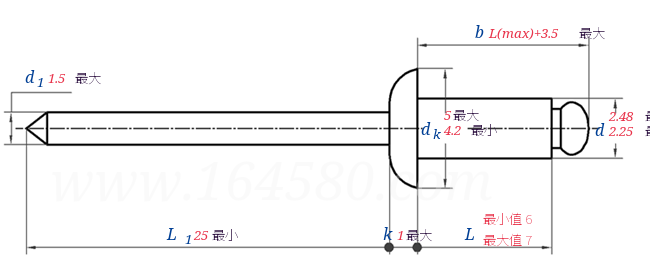 GB /T 12618.2 - 2006 开口型平圆头抽芯铆钉 30级-零部件CAD