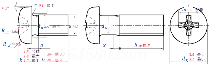 JIS B 1111 JA3 - 2017 十字槽盘头螺钉 表 JA.3-零部件CAD