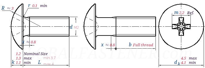 JIS B 1111 (JA6) - 2017Cross recessed mushroom head screws