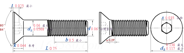 ASME B 18.3 - 2012 内六角沉头螺钉 [Table 8] (ASTM F835 / F879)-零部件CAD