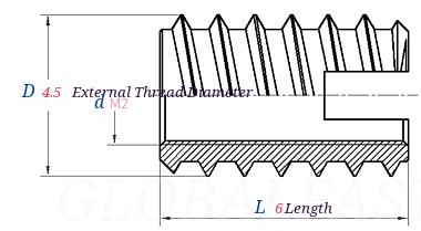 YJT 5001 (302)Threaded insert, self-tapping metric inner thread, S302
