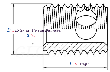 YJT 5006 (308)Threaded insert, self-tapping, SB 308