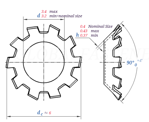 JIS B 1255 (C) - 1977Conical External Tooth, Type C