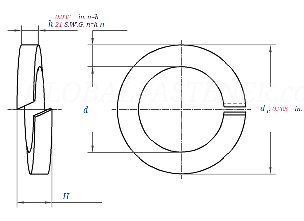 BS 1802 (A) - 1951Type A single coil square section spring washers