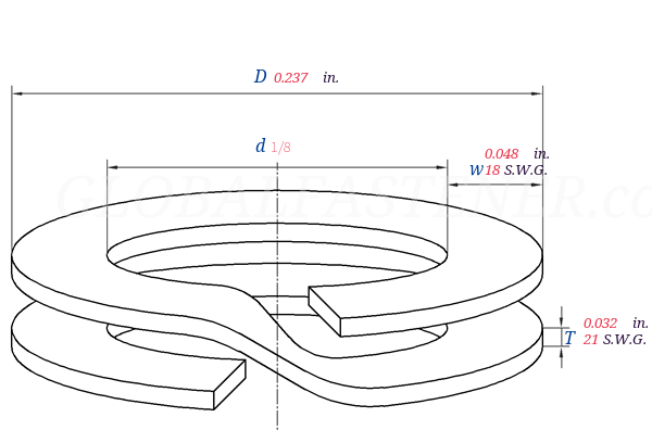 BS 1802 (D) - 1951Type D double coil spring washers