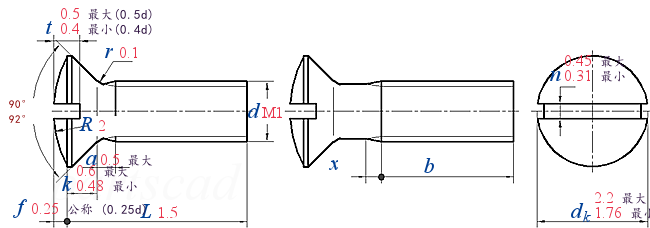 BS 4183 (T3) - 1967 开槽半沉头机械螺钉-零部件CAD