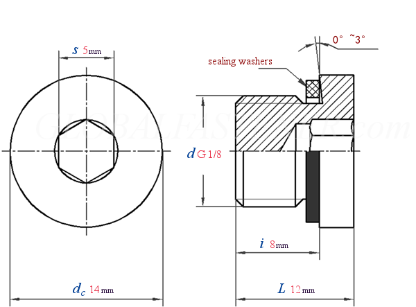 DIN 3852 (-2A)Hollow Hex Plug（G）