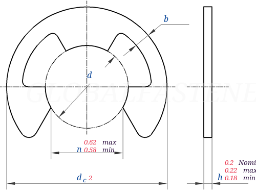 UNI 7434Retaining Rings For Shafts, Type E