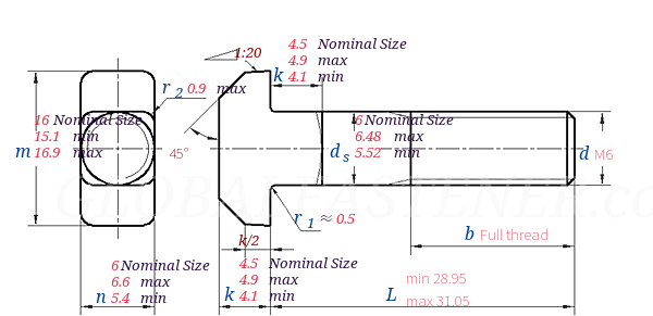 DIN 186 - 2010T-head Bolts with Square Neck