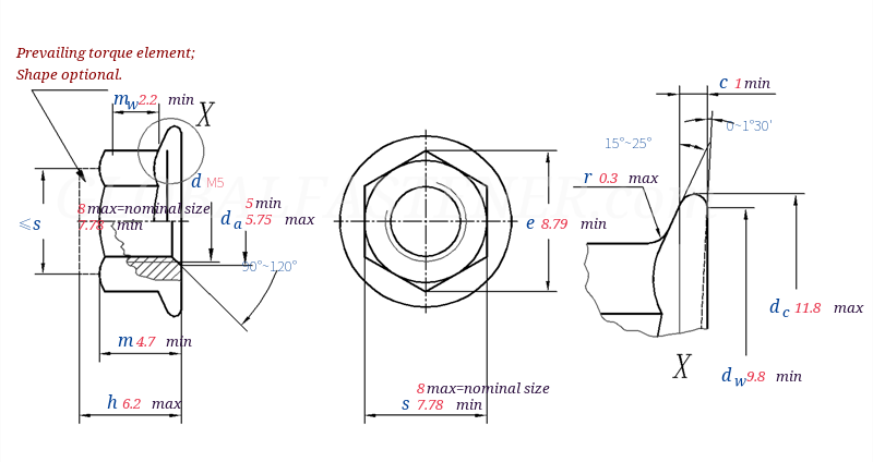 DIN 6927 - 1983Prevailing Torque Type All-Metal Hexagon Nuts With Flange