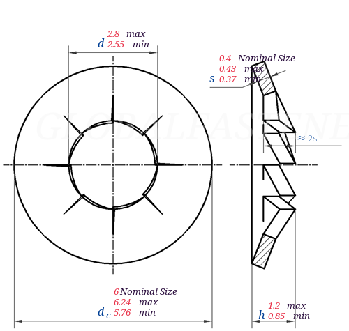NF E 25-512 - 1984Internal Tooth Conical Spring Washers - Symbol CDJ