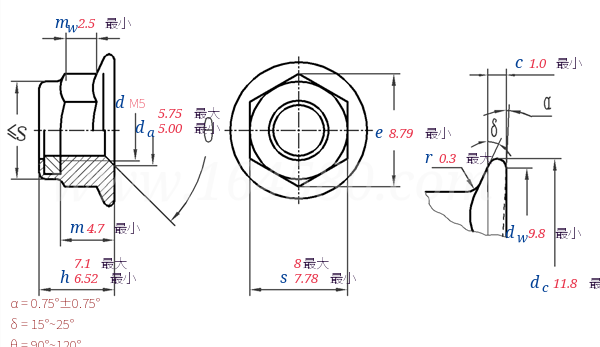 GB /T 6183.1 - 2016 2型非金属嵌件六角法兰面锁紧螺母-零部件CAD