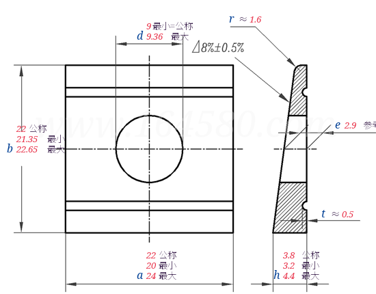 DIN 434 - 2000 槽钢用方斜垫圈-零部件CAD