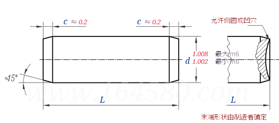 DIN EN ISO 8734 - 1998 淬硬钢和马氏体不锈钢圆柱销（定位销）-零部件CAD