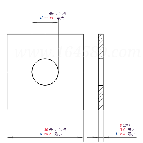DIN 436 - 1990 木结构用方形垫圈-零部件CAD