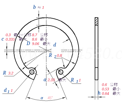 GB /T 893.1 - 1986 A型孔用弹性挡圈-零部件CAD