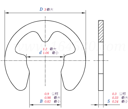 GB 896 - 1986 开口挡圈-零部件CAD