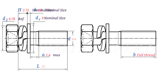 GB 9074.13 - 1988Cross Recessed Hexagon Bolt With Indentation,Single ...